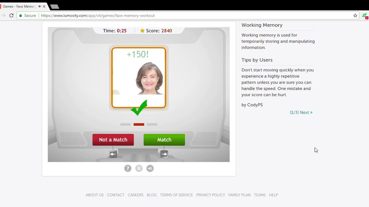 Lumosity - Face Memory Workout - 9290 Score - Brain Games 2017 - YouTube