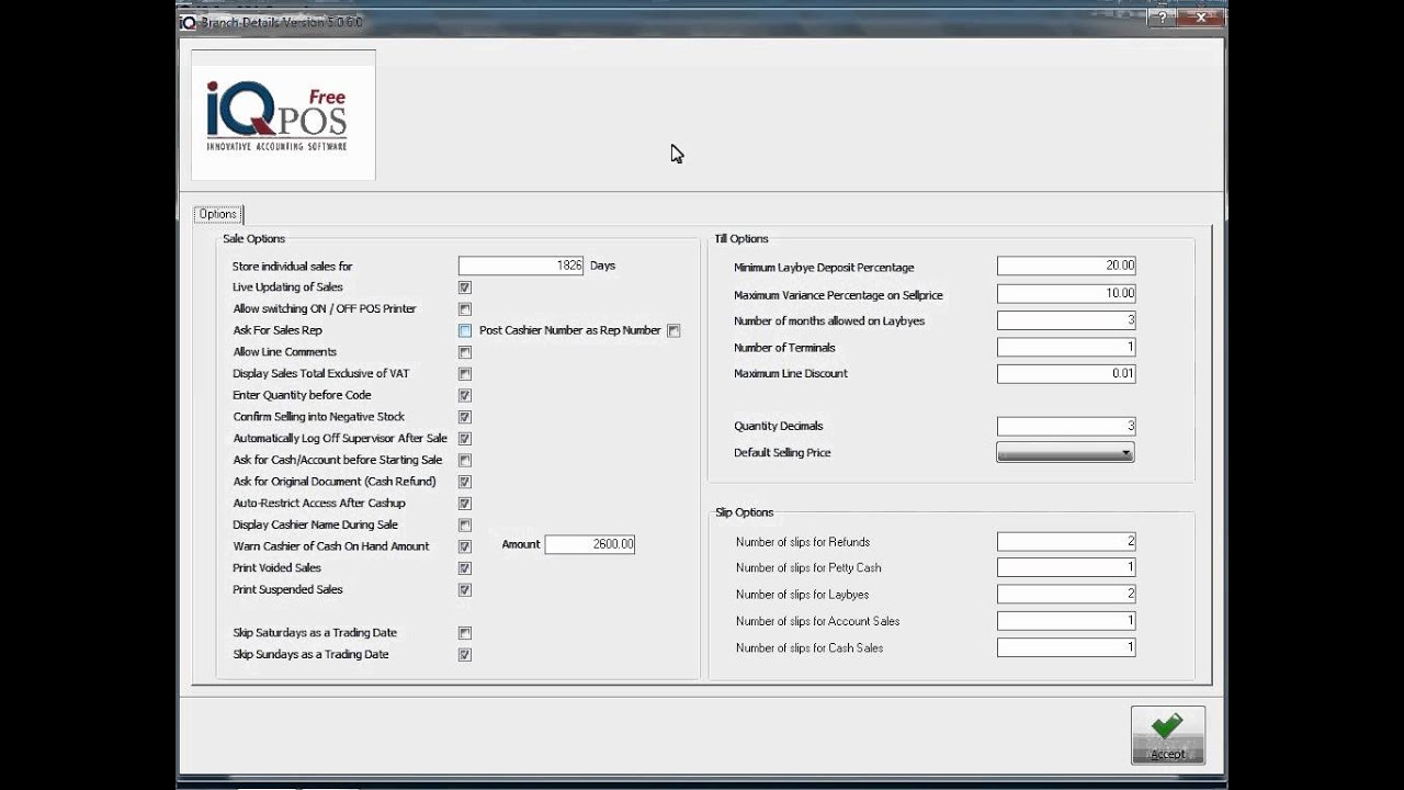 IQ POS POS POS Setup 1 1 Store Parameters Store Individual Sales ...