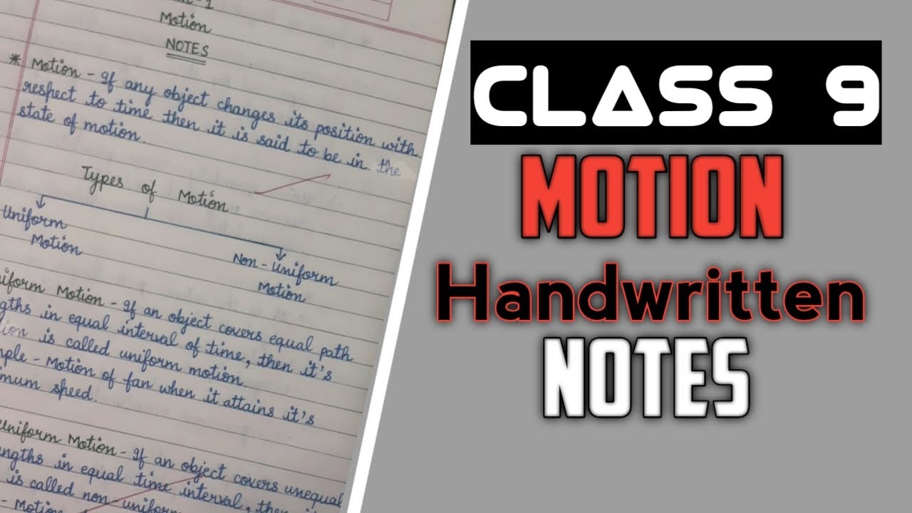 Class 9 Motion Handwritten Notes |For Term 1 Preparation | - YouTube