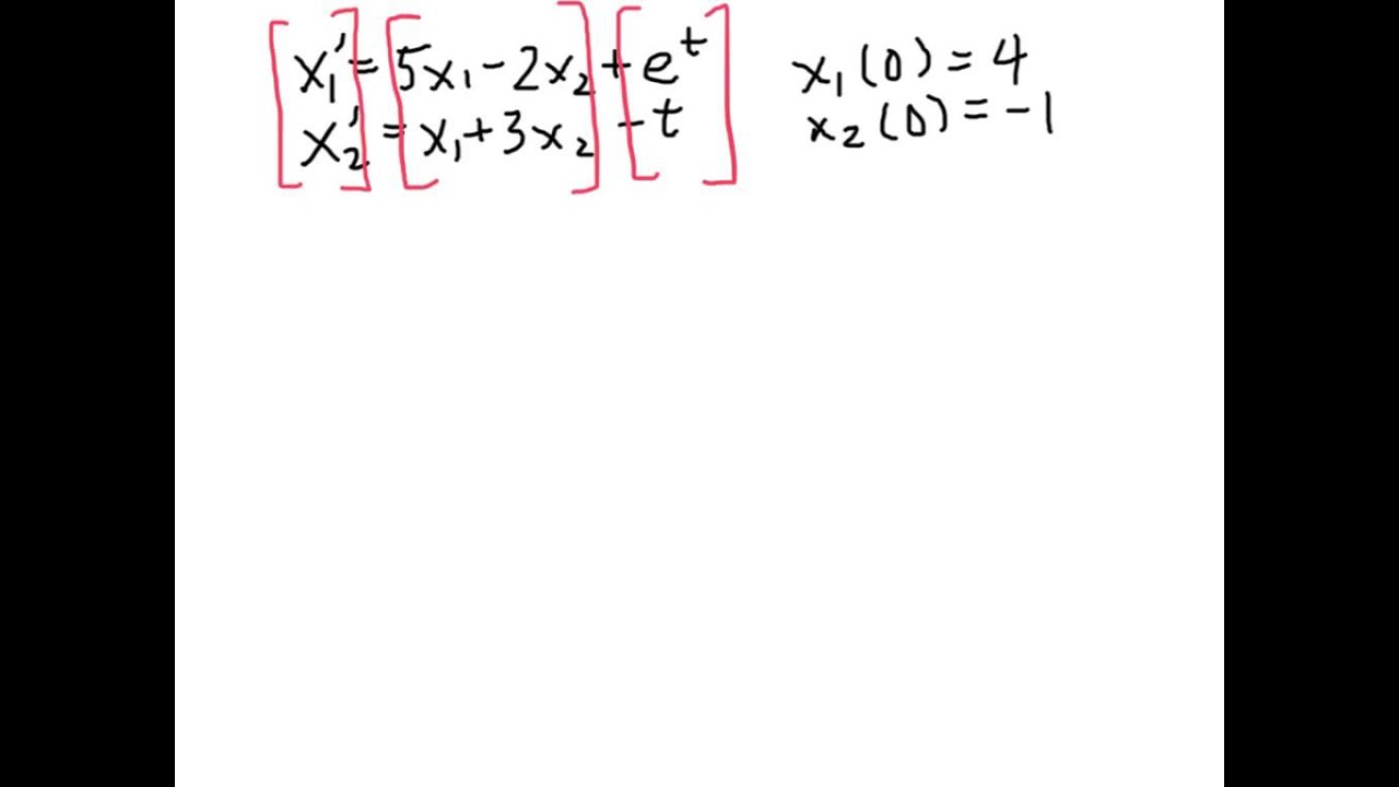 Matrix Form For A System Of Differential Equations YouTube