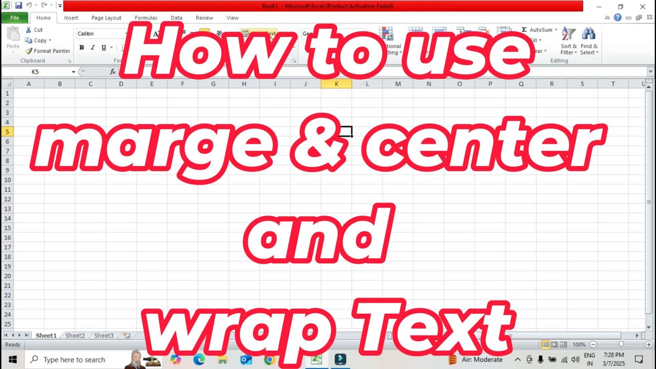 How to use marge & center and wrap Text in MS Excel #excel ...
