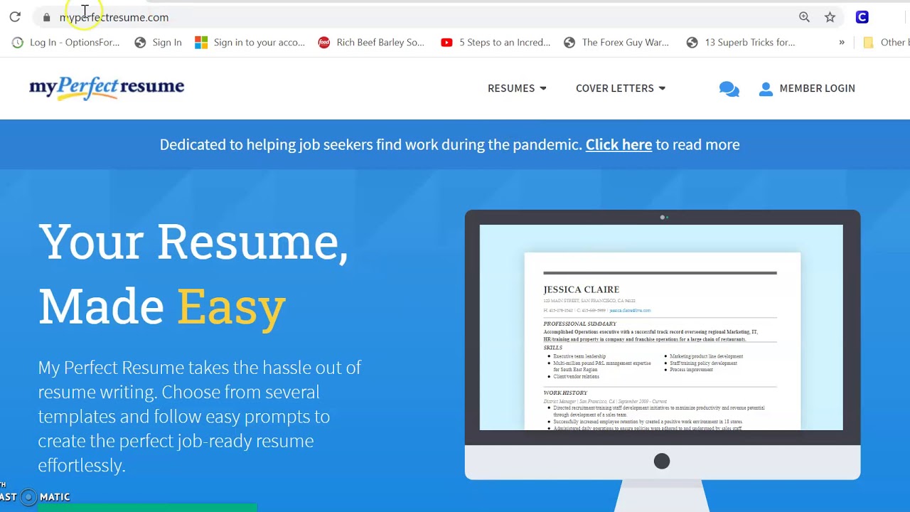 Login to myperfectresume - YouTube