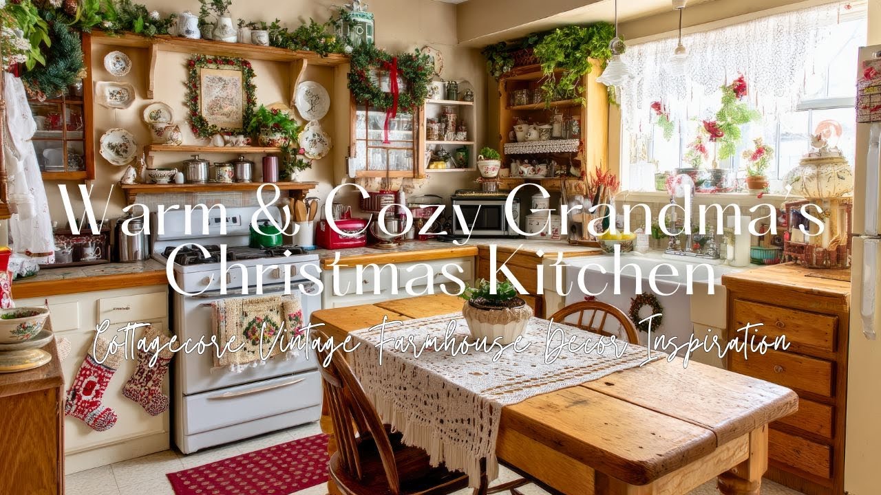 Warm & Cozy Grandma’s Christmas Kitchen | Cottagecore Vintage Farmhouse ...