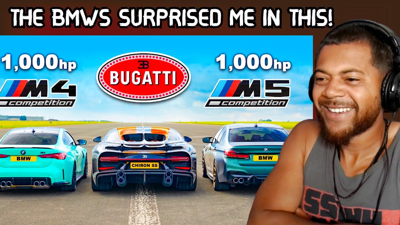 M4 & M5 vs Bugatti Chiron Super Sport Drag Race | Reaction - YouTube