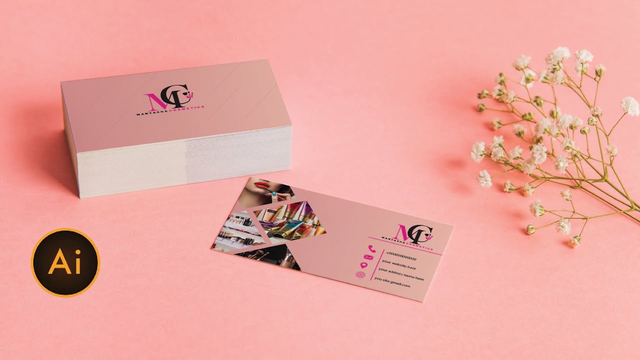 visiting card design cosmetics shop in adobe illustrator | modern card ...