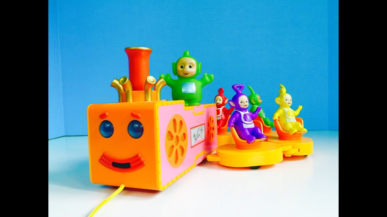TELETUBBIES Dipsy's Brother Visits and TUBBY CUSTARD Toy TRAIN Ride ...