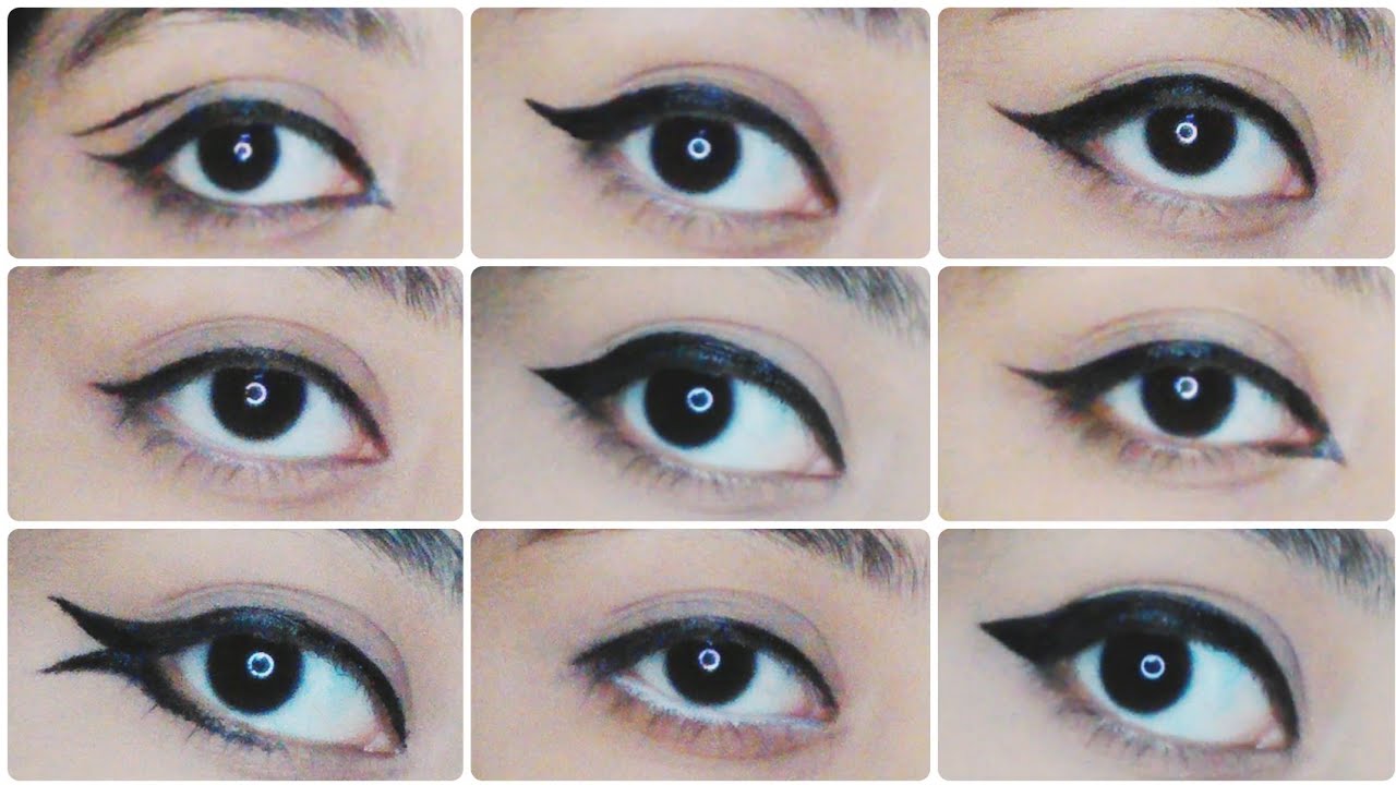 9 easy eyeliner tutorial for beginners || 9 different types eyeliner ...