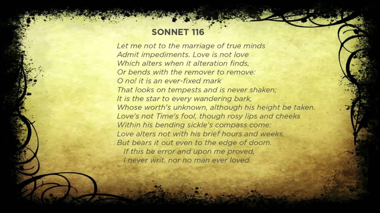 Sonnet 116 - "Let me not to the marriage of true minds" - YouTube