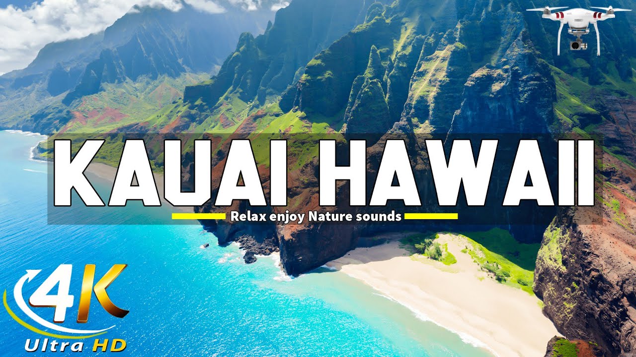 FLYING OVER KAUAI HAWAII 4K | Incredible beautiful natural landscape ...