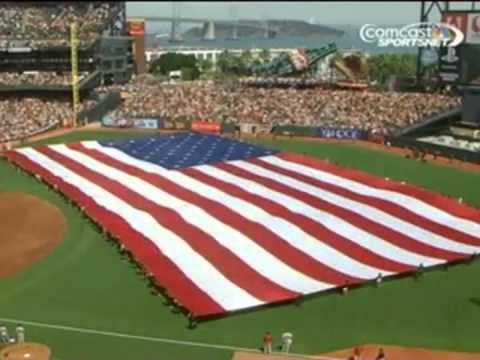 Capital Cities' Sebu performs the national anthem at Giants game - YouTube