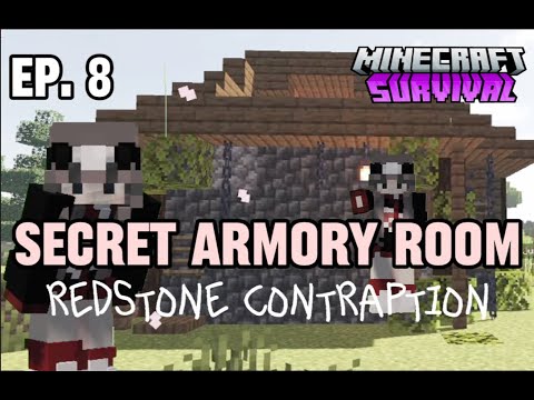 Building a secret armory room (hidden redstone doors) Ep. 8 | MINECRAFT ...