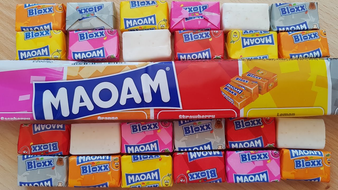 Haribo Maoam Bloxx Caramels With Fruit And Cola Flavour - YouTube