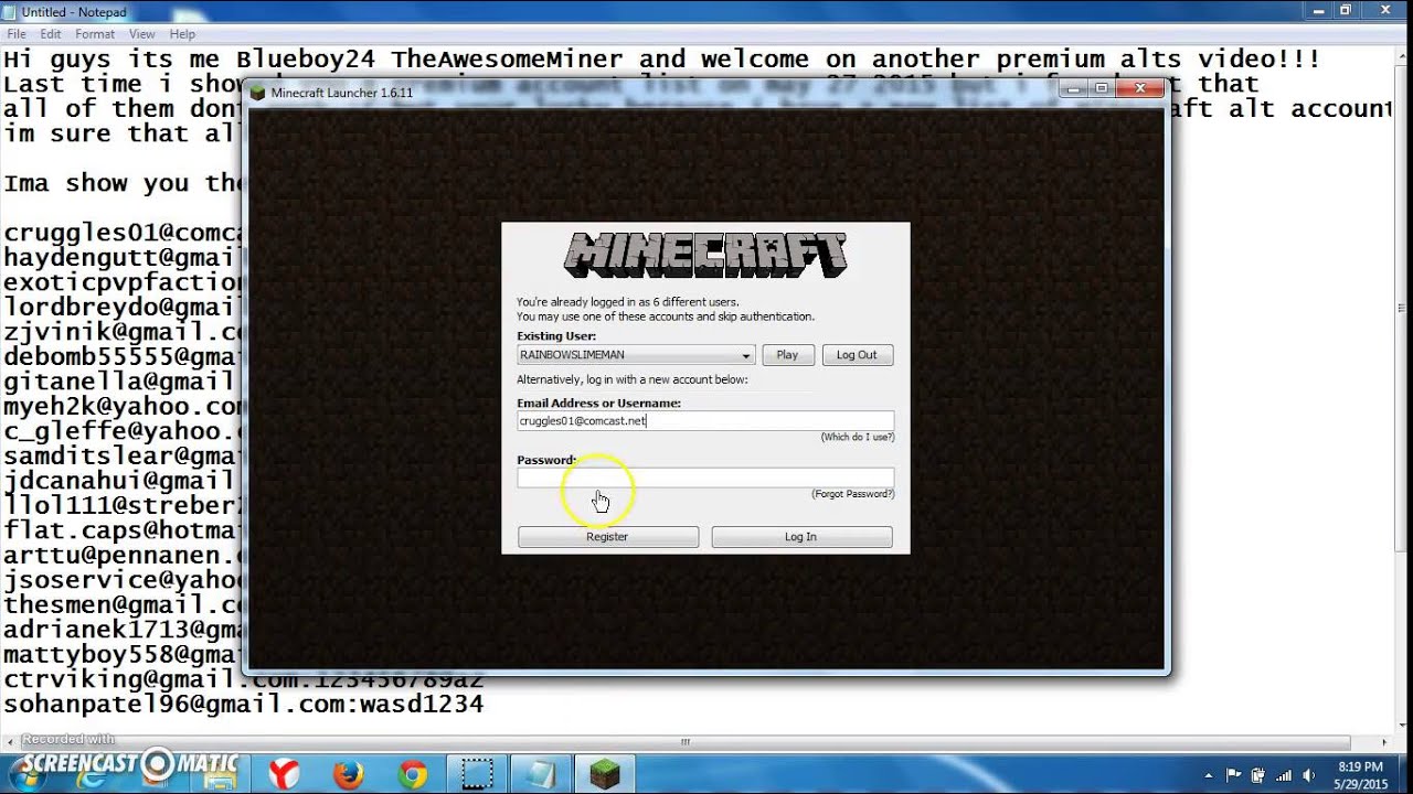 Minecraft new premium alts - YouTube