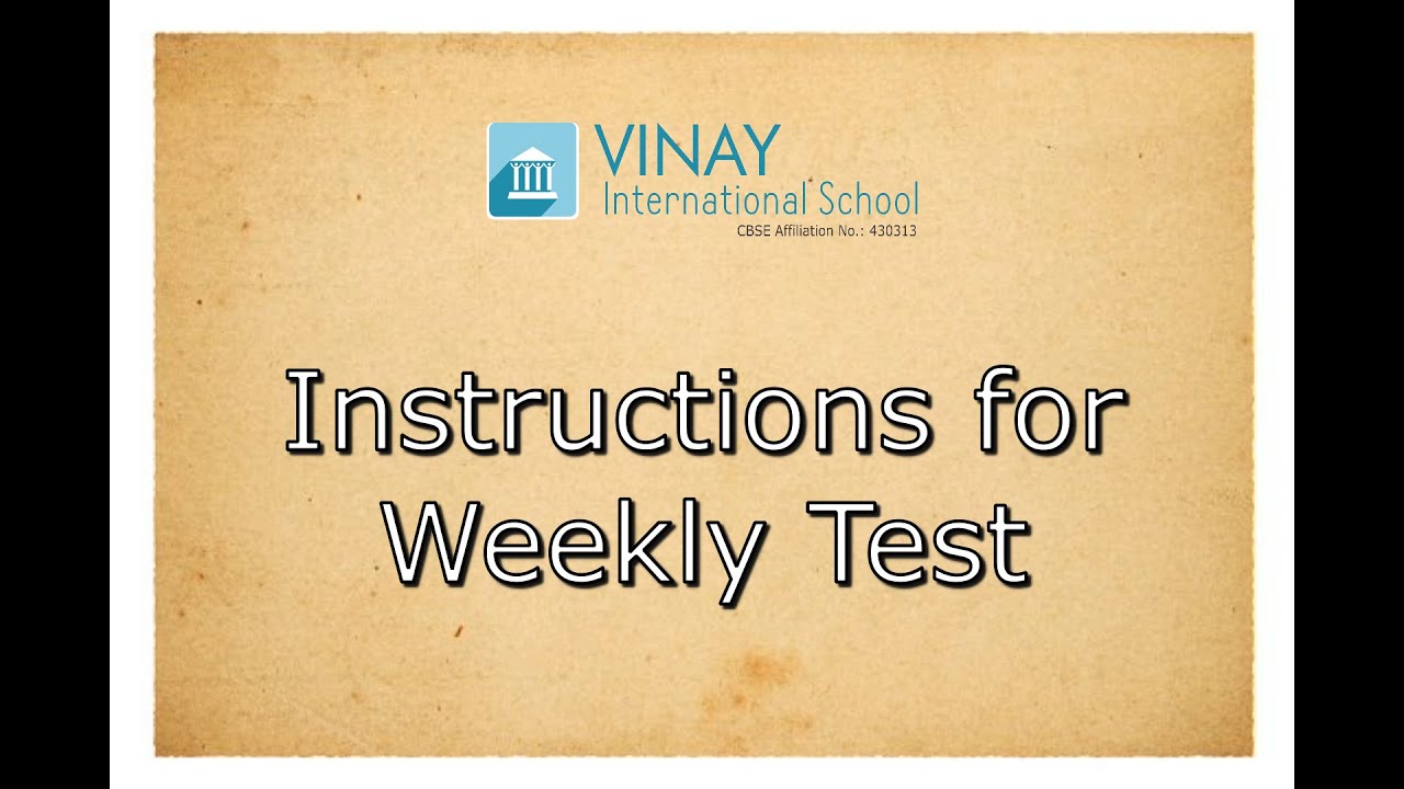 Instructions For Weekly Test - YouTube