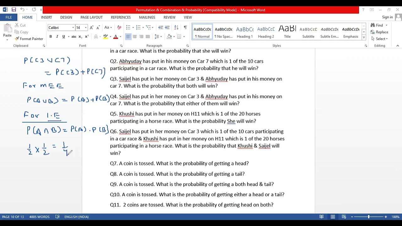 Probability Class 1 Part 3 - YouTube