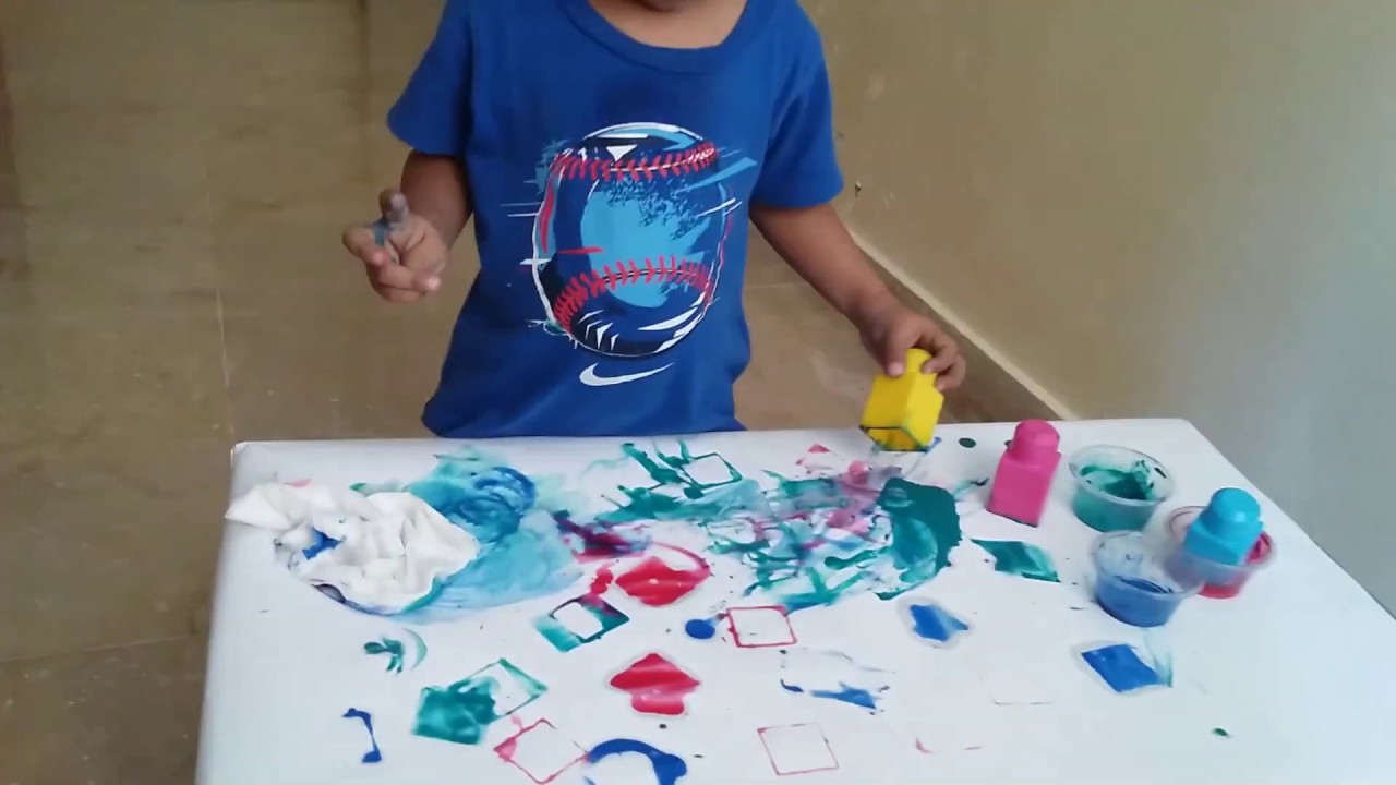 Square Stamp Art/Block Painting (For toddler&preshooler) - YouTube