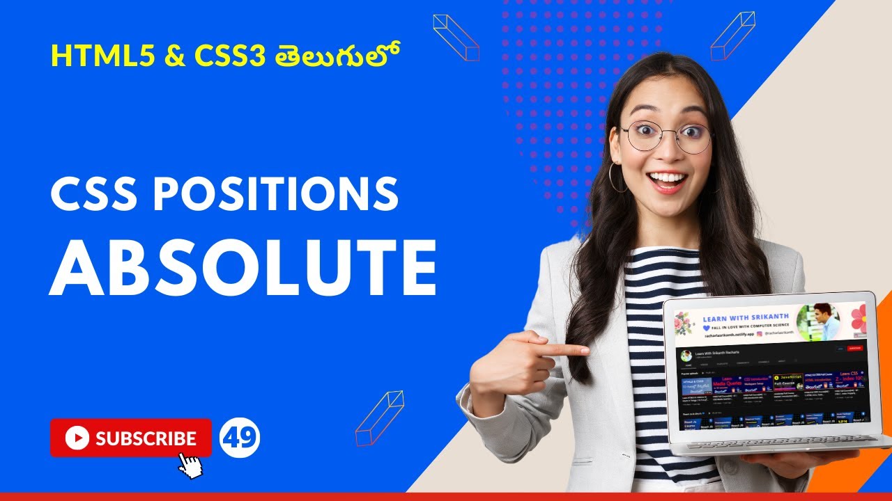 Css3 Full Course 4k 49 Css Position Absolute Position Absolute Css Positions Telugu 2770