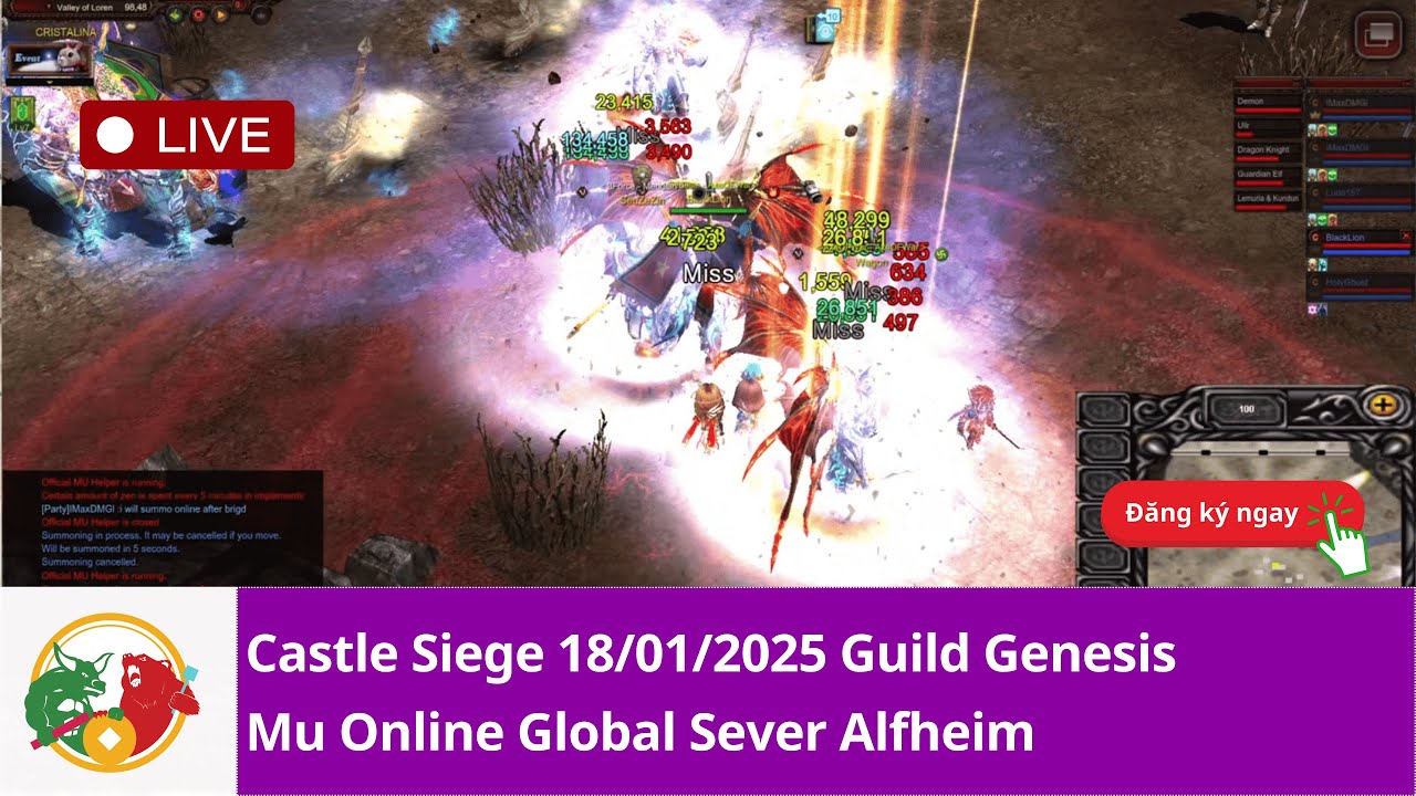 Castle Siege 18/01/2025 Guild Genesis Mu Online Global Sever Alfheim ...