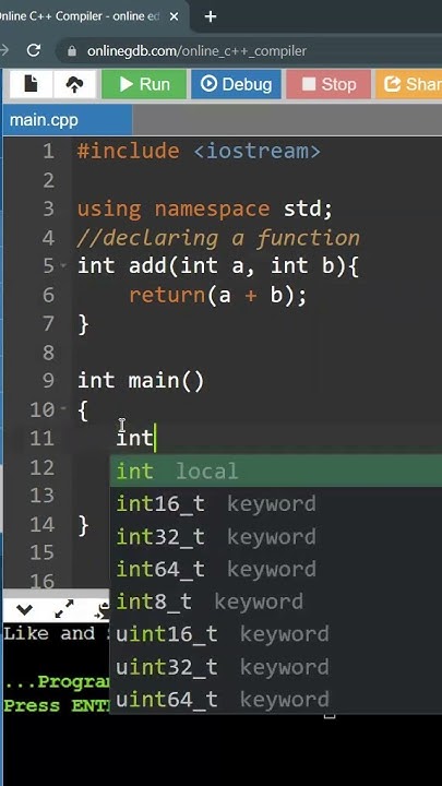 How to add two numbers in c++ using functions #shorts #cpp #coding - YouTube