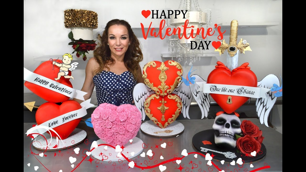 Valentine's Hearts Stacked Gravity Defying Cake - YouTube