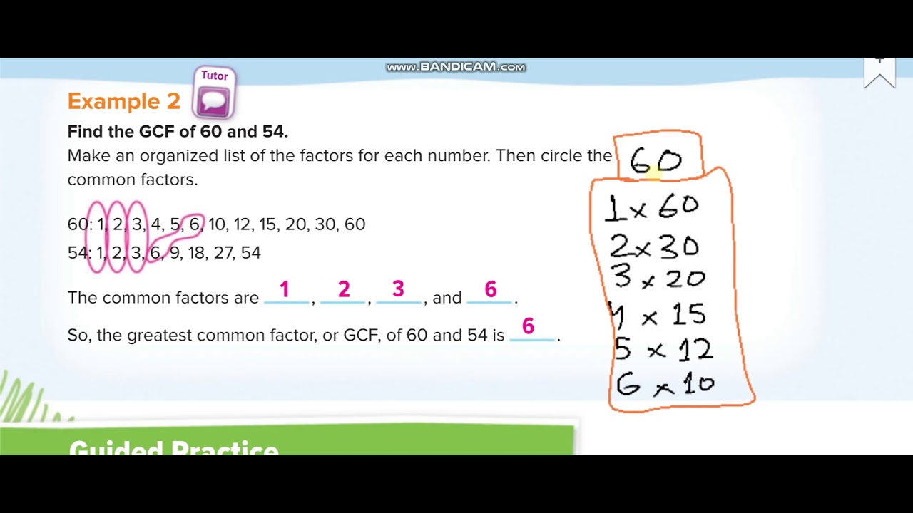Grade 5 Chapter 8 Lesson 2 Greatest Common Factor GCF YouTube