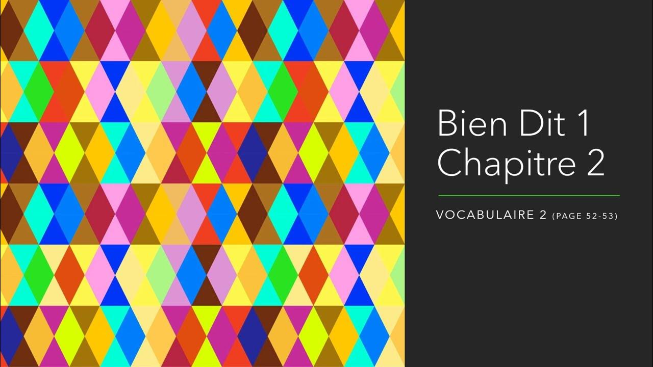 Bien Dit 1 Chapter 2 Vocabulaire 2 - YouTube