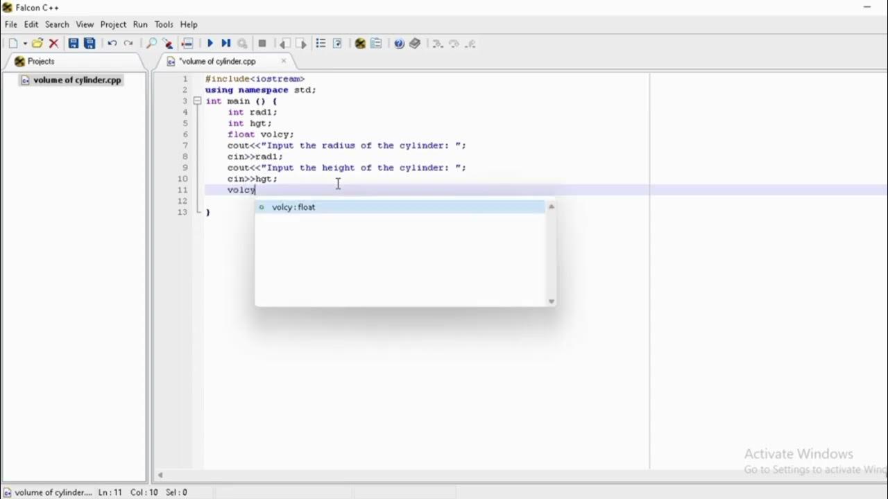 Write a C++ program that calculates the volume of a cylinder - YouTube