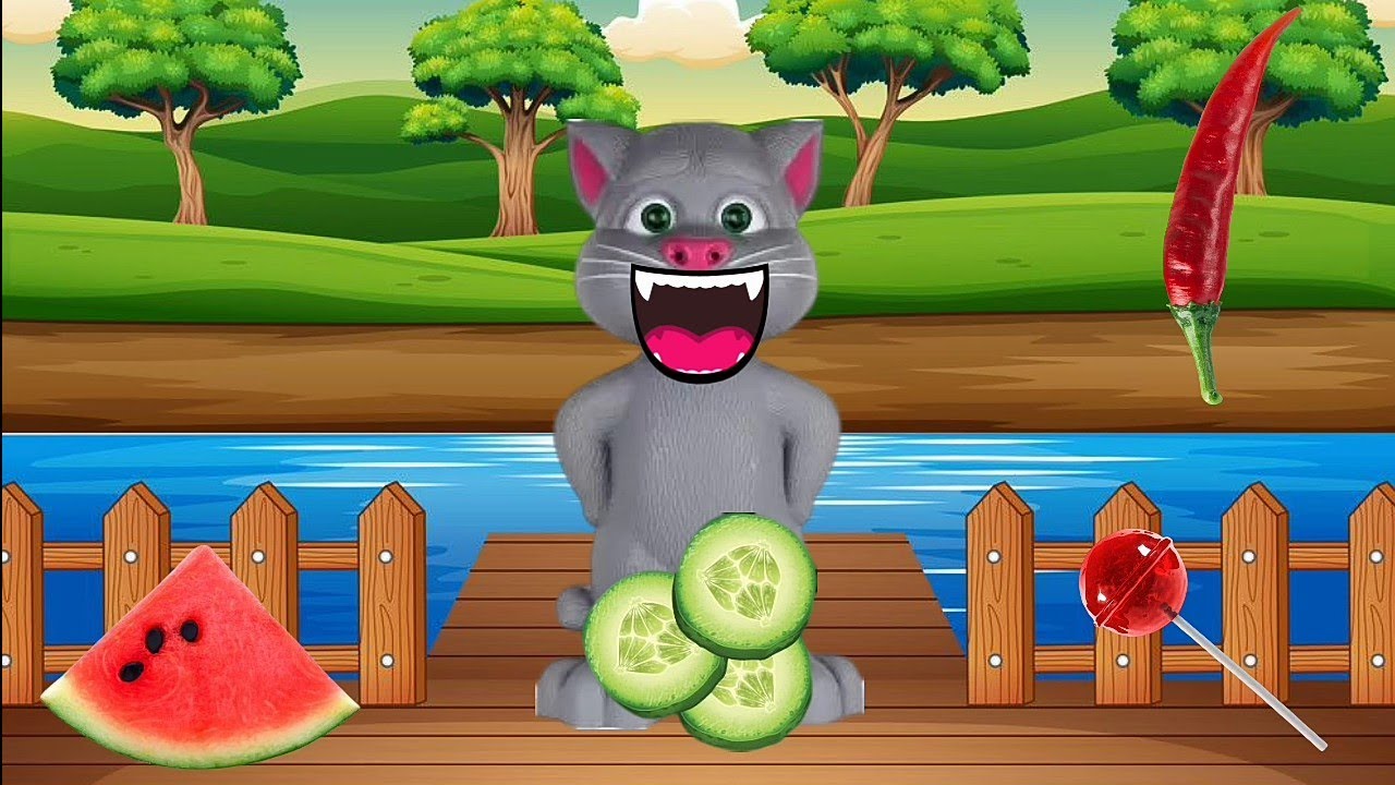Talking tom eating red chilli water melon lolly pop @mkbillu - YouTube