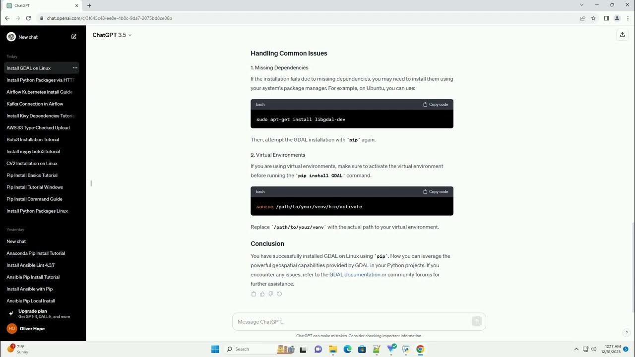 pip install gdal linux - YouTube
