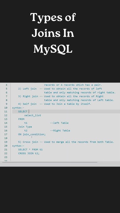 Types of joins in MySQL | #mysql #mysqltutorials # ...
