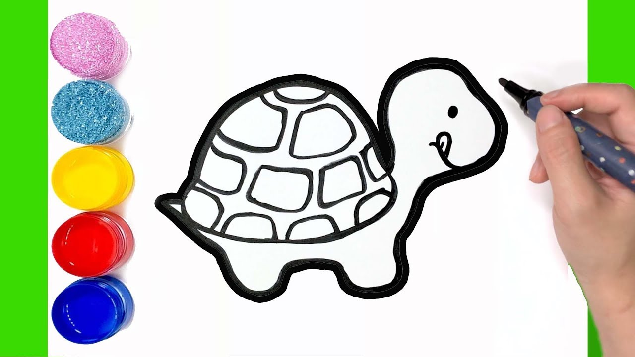 Drawing for kids: TURTLE (with glitter!) | Sophie Toy Art - YouTube