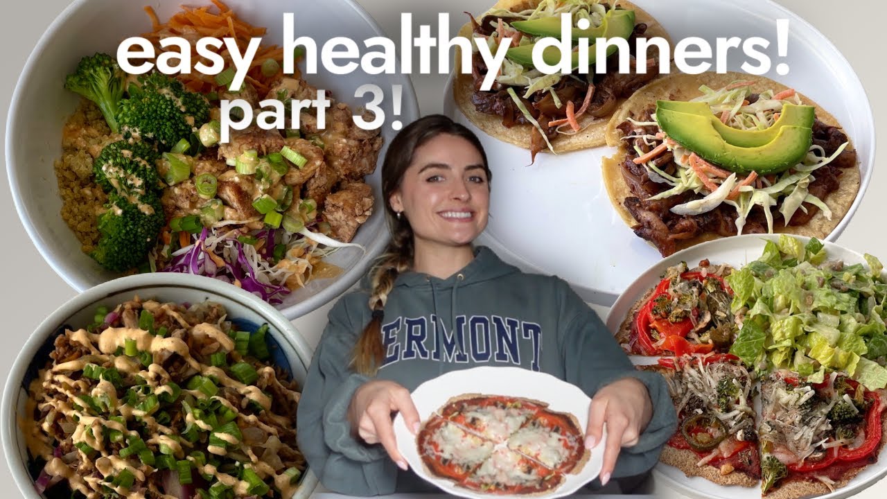 WEEK OF EASY HEALTHY DINNERS Part 3! BBQ Tacos, Egg Roll Bowl, Peanut ...