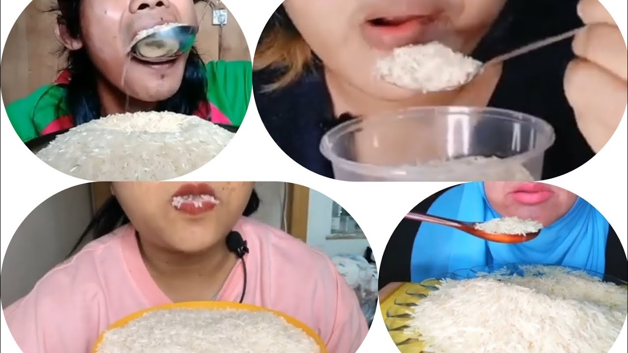 ASMR RAW RICE EATING || KOMPILASI EATING MAKAN BARAS BASMATI EATING ...