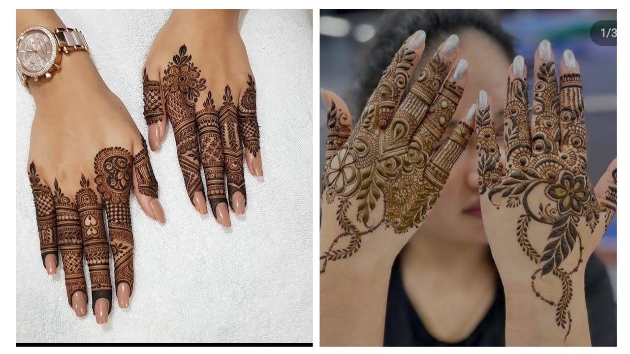 Marvellous bridal full finger cover henna ideas/Trendy mehndi styles ...