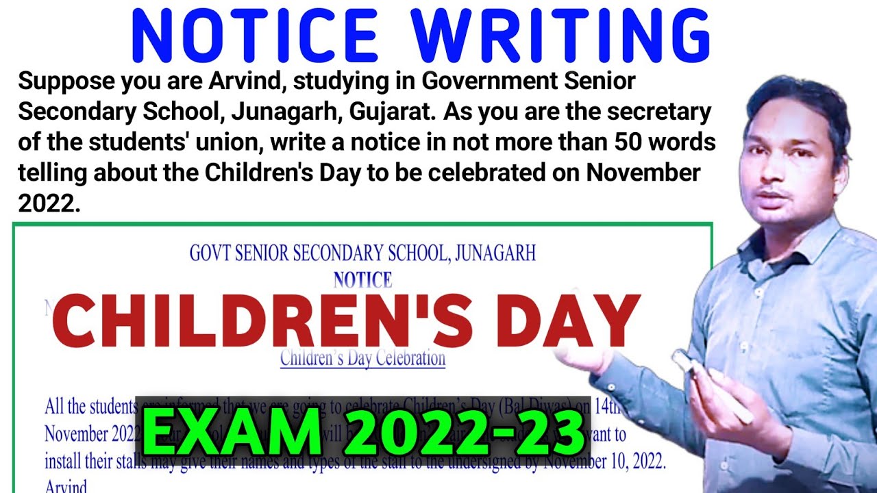 Notice Writing/Children's Day Celebration Notice/Notice 2022-23 Exam ...