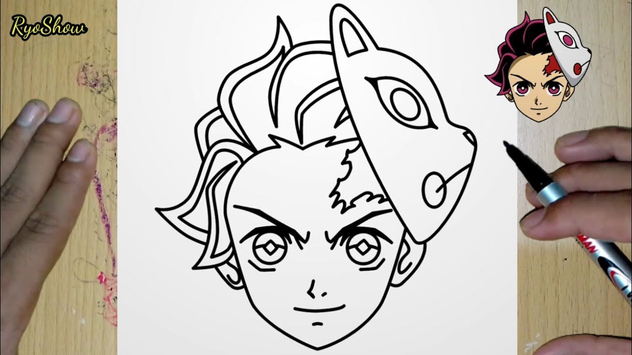 How to draw Komando Tanjiro easy from kimetsu no yaiba (demon slayer ...