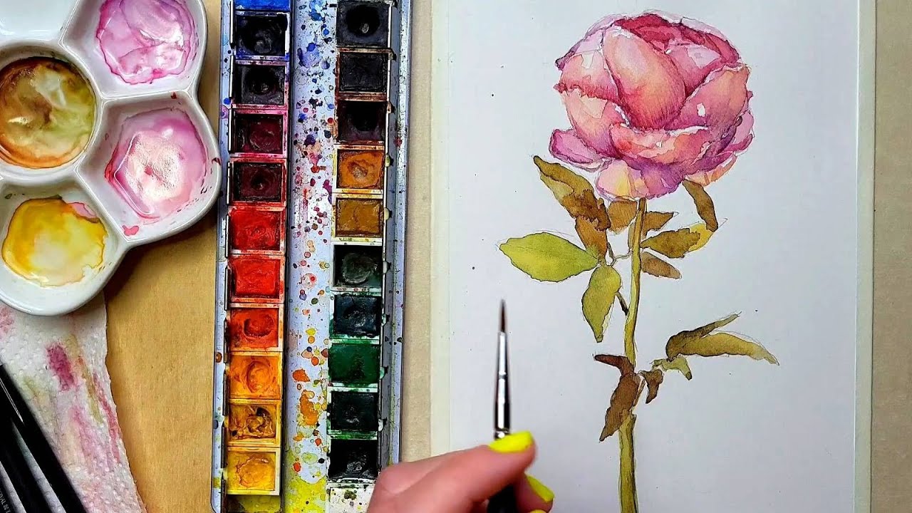 WATERCOLOR Peony Flower | Easy PEONY Painting - YouTube