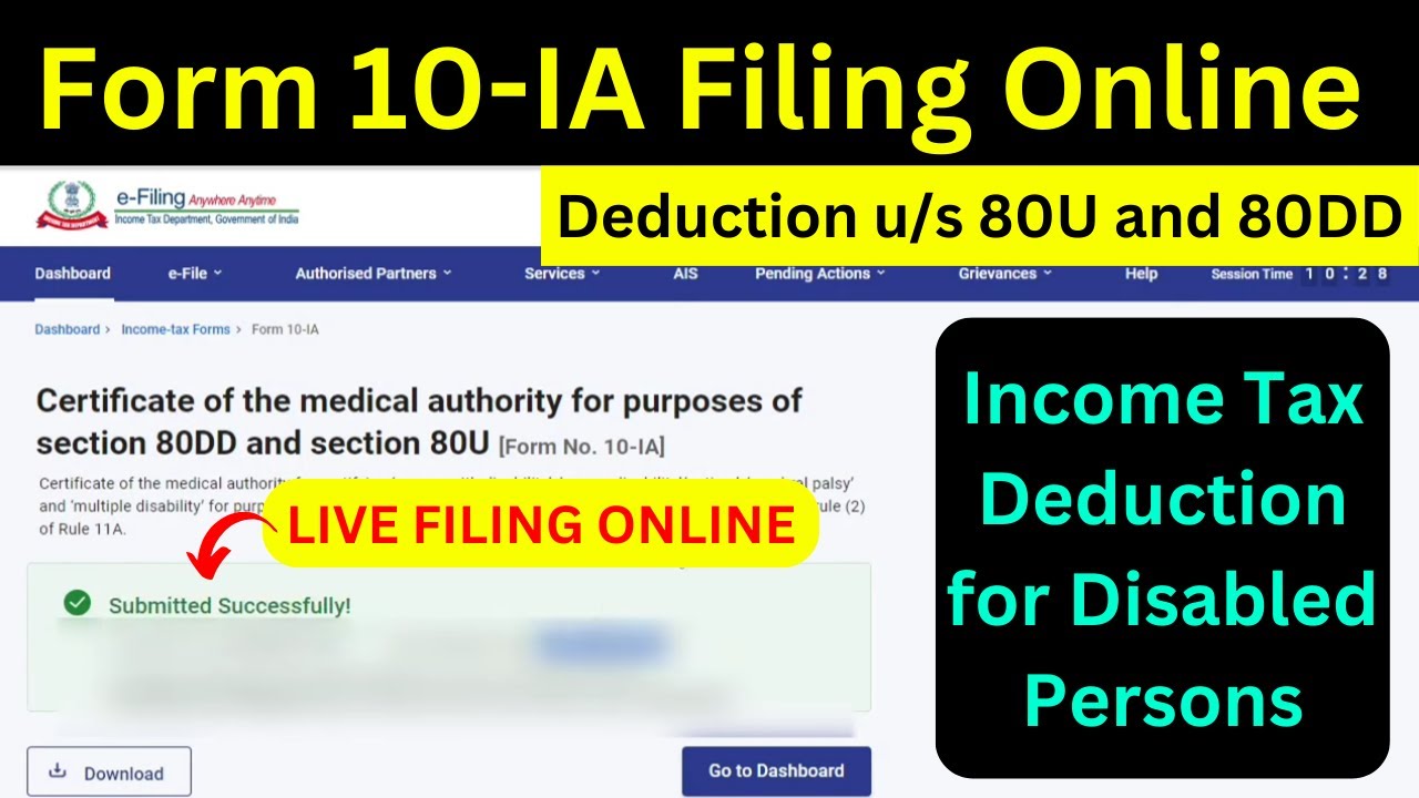 Income Tax Deduction for Disabled Persons - Form 10-IA Filing online ...