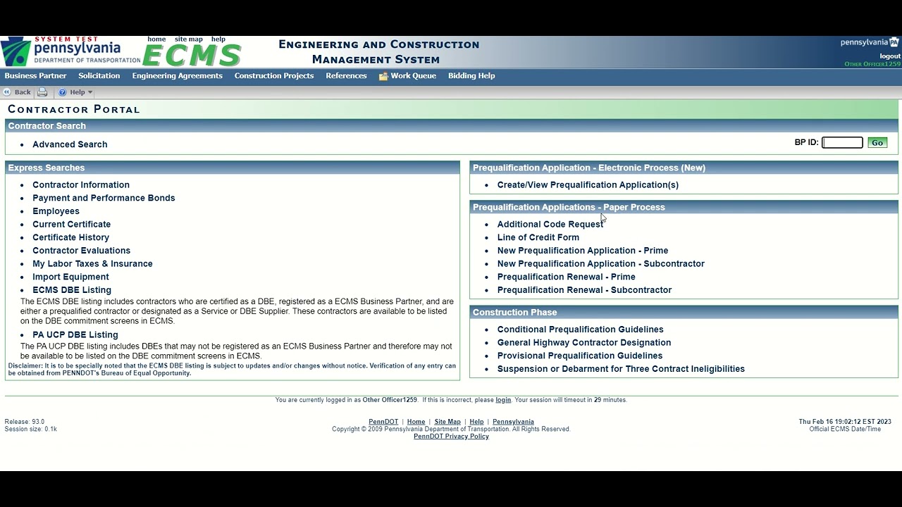 01 PC Intro Login General Section (PennDOT Prime Prequal) - YouTube