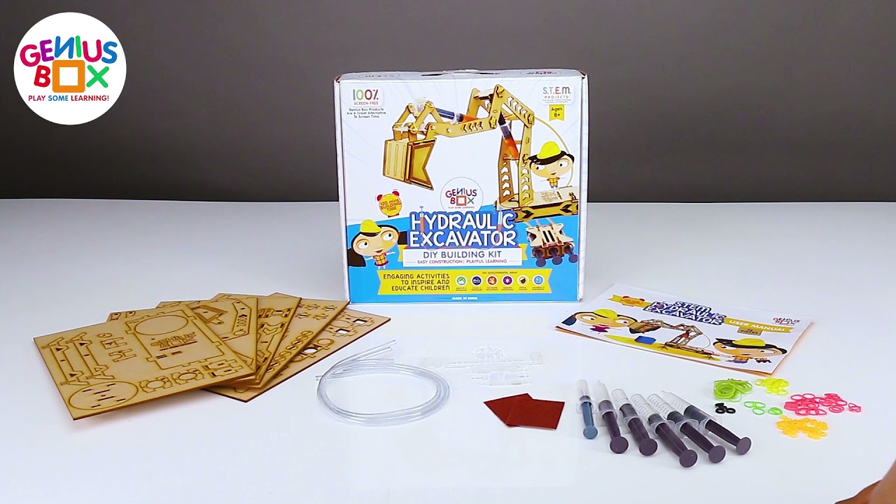 Genius Box - Hydraulic Excavator, DIY Building Kit - YouTube