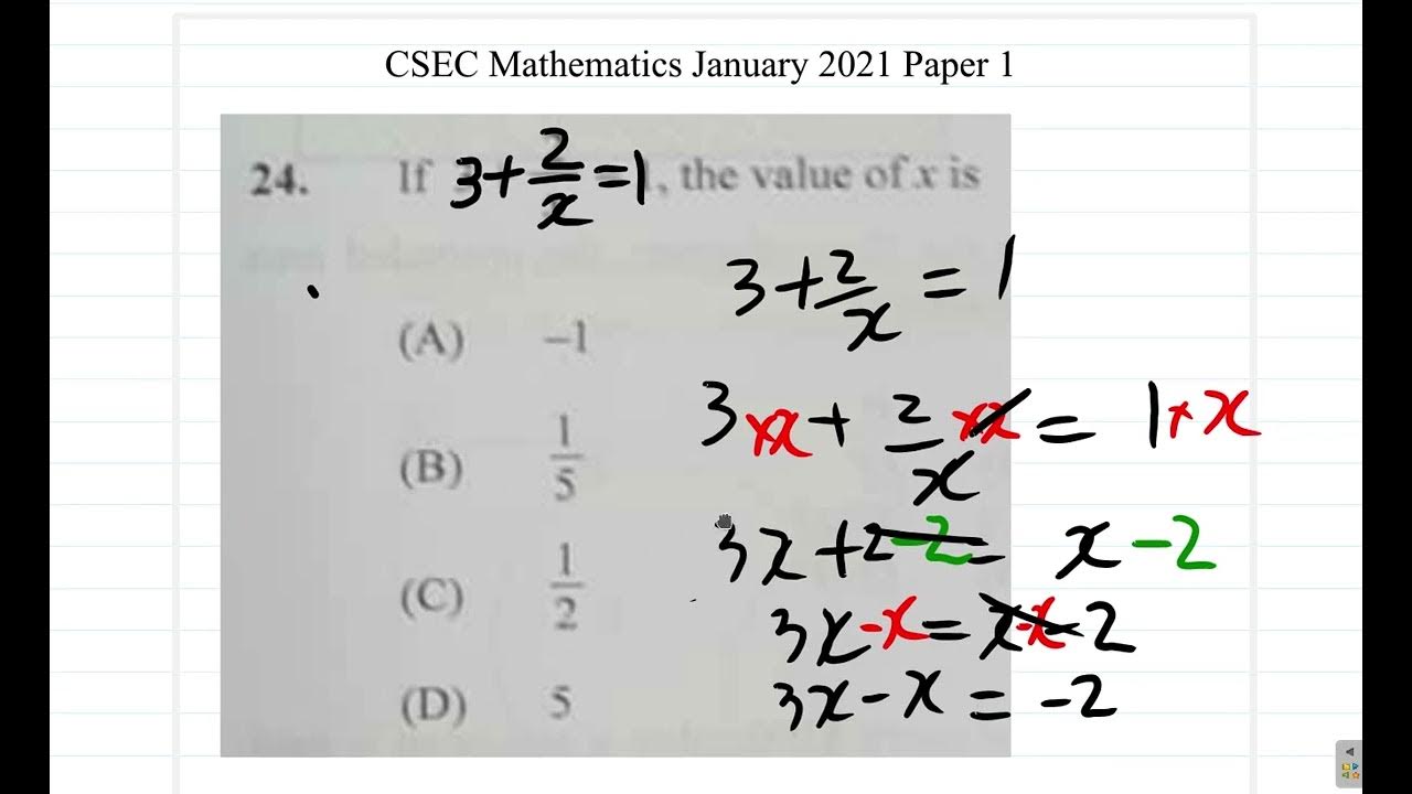 January 2021 Paper 1 CSEC Mathematics Question 24 - YouTube