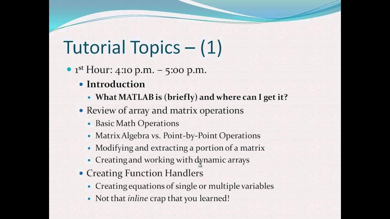 Ryerson University - Advanced MATLAB Tutorial - Part 1 - YouTube
