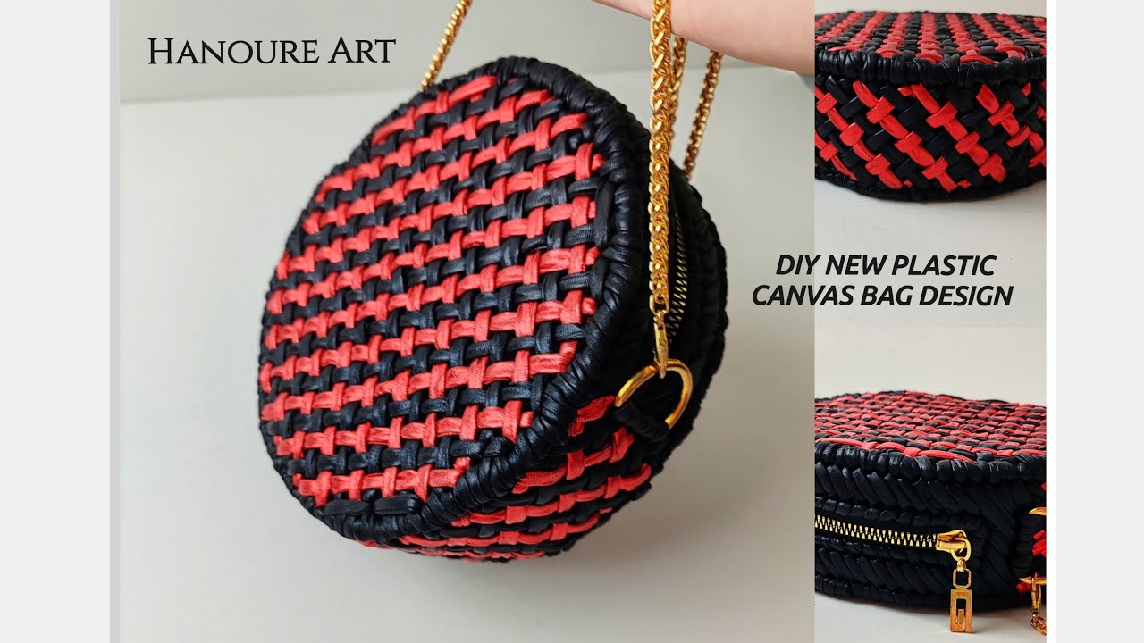DIY NEW PLASTIC CANVAS ROUND BAG DESIGN / PLASTIC CANVAS BAG TUTORIAL - YouTube