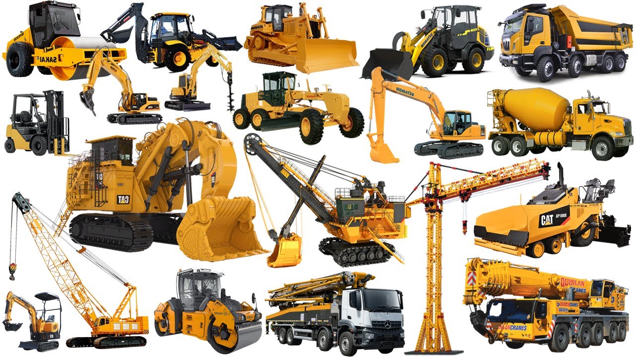 CONSTRUCTION MACHINERY VEHICLES | Excavators, Dump Trucks, Concrete ...