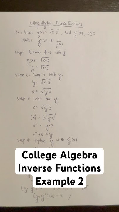 College Algebra - Inverse Functions Example 2 #collegealgebra #inversefunctions #clep #math # ...