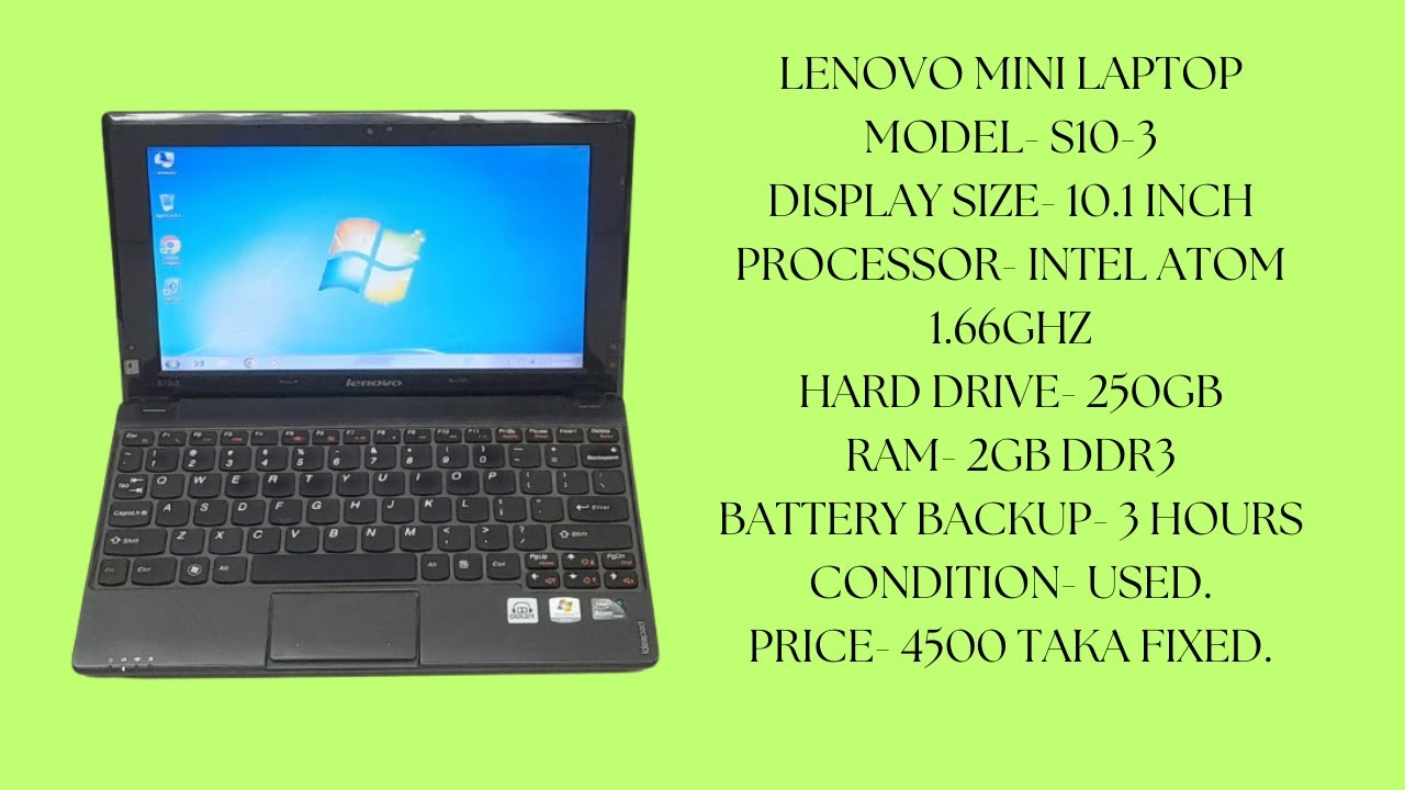Lenovo atom-Mini laptop-250GB HHD-2GB Ram - YouTube