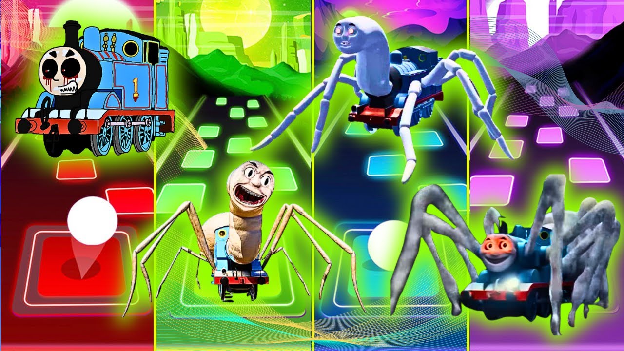 Thomas Train Exe vs Spider Thomas vs Evil Thomas Train vs Scary Thomas Tiles Hop Coffin Dance ...