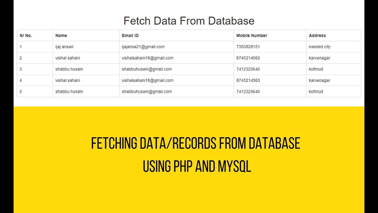 How Fetch Data From Database Using Php Mysql And Bootstrap Youtube 5032