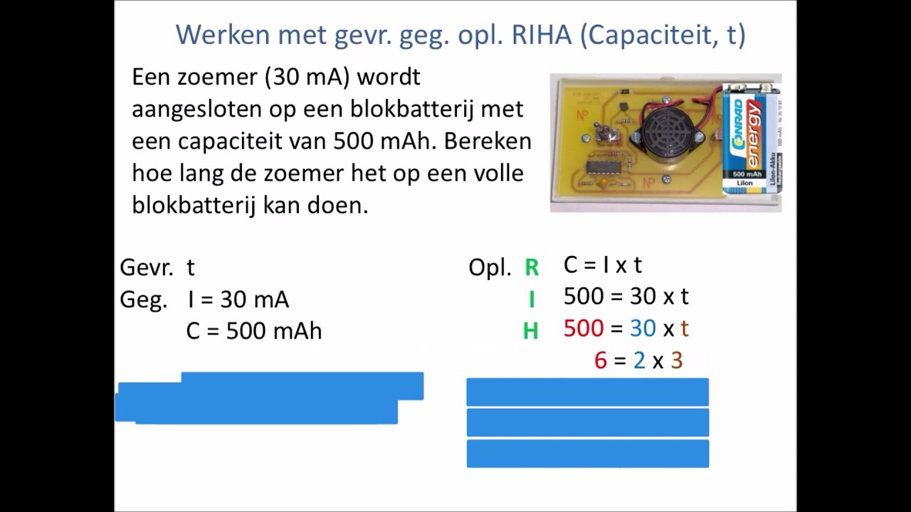 Natuurkunde tijd berekenen in de formule van capaciteit - YouTube