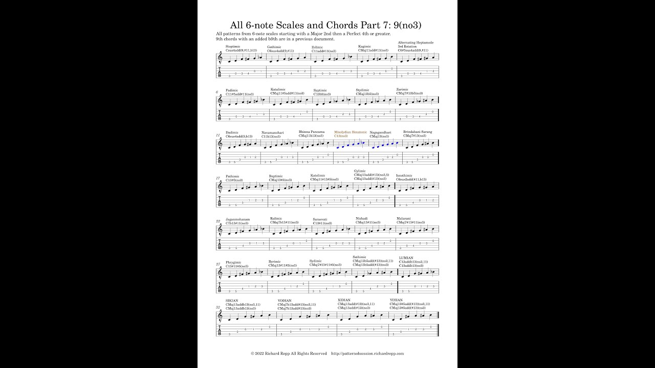 All 6-note Scales and Chords Part 7: 9(no3) - YouTube